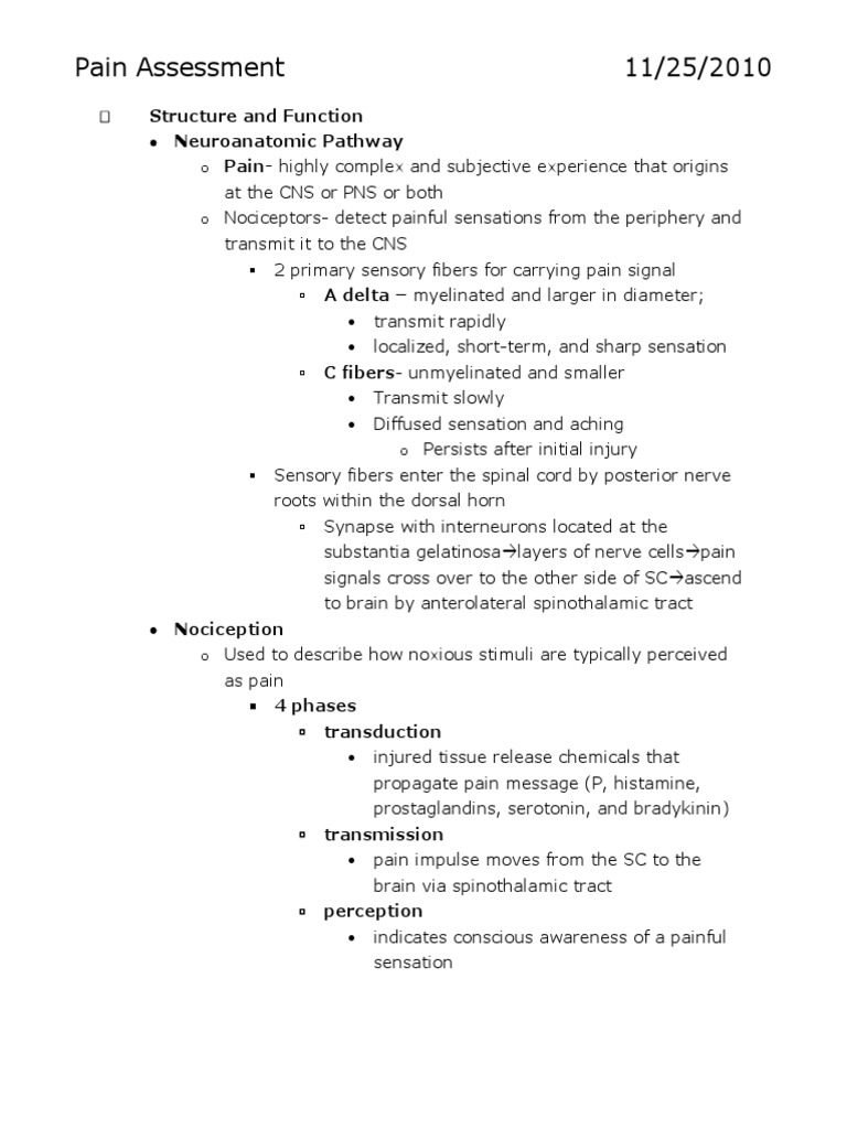 Assessment: Pain | PDF | Pain | Senses