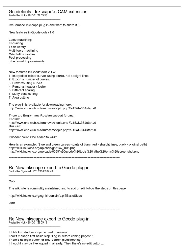 Gcodetools - Inkscape/'s CAM Extension | PDF | Machining | Software
