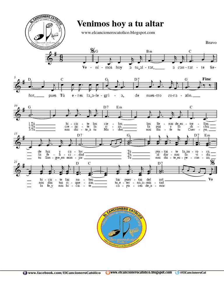 Venimos Hoy A Tu Altar Bravo | PDF