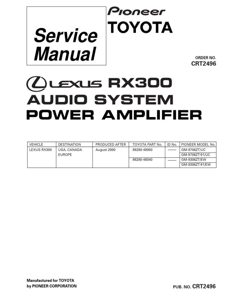 RX300 Audio System Power Amplifier Toyota Lesus | PDF | Decibel | Toyota