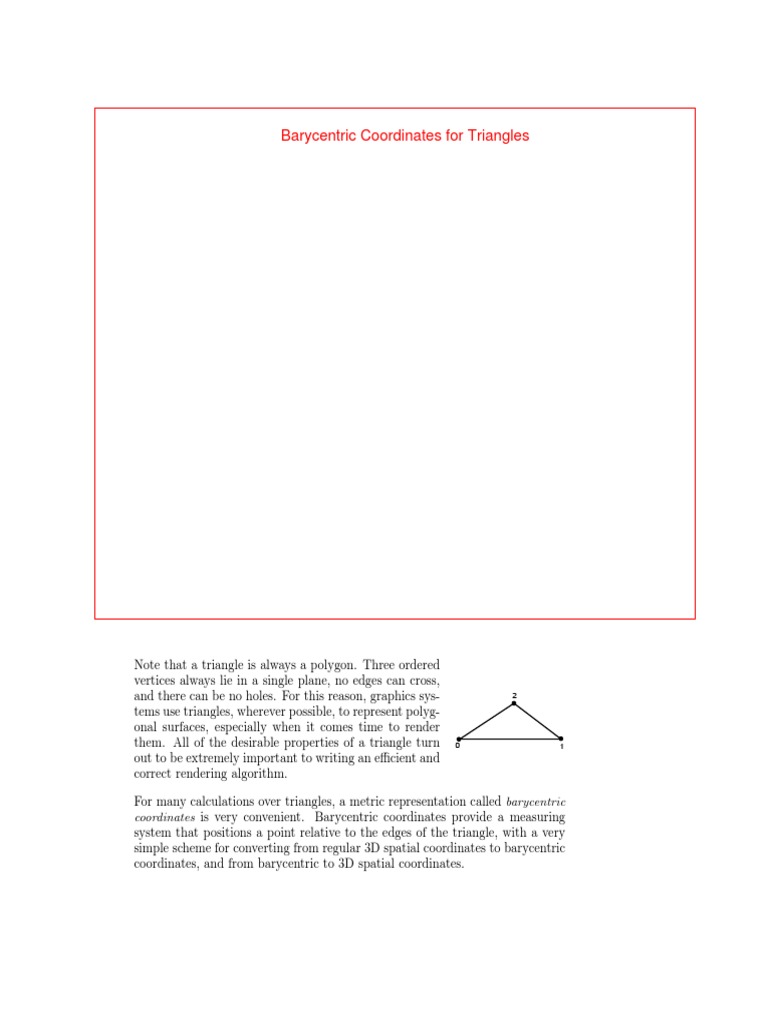 Barycentric Coordinates For Triangle | PDF | Space | Geometry