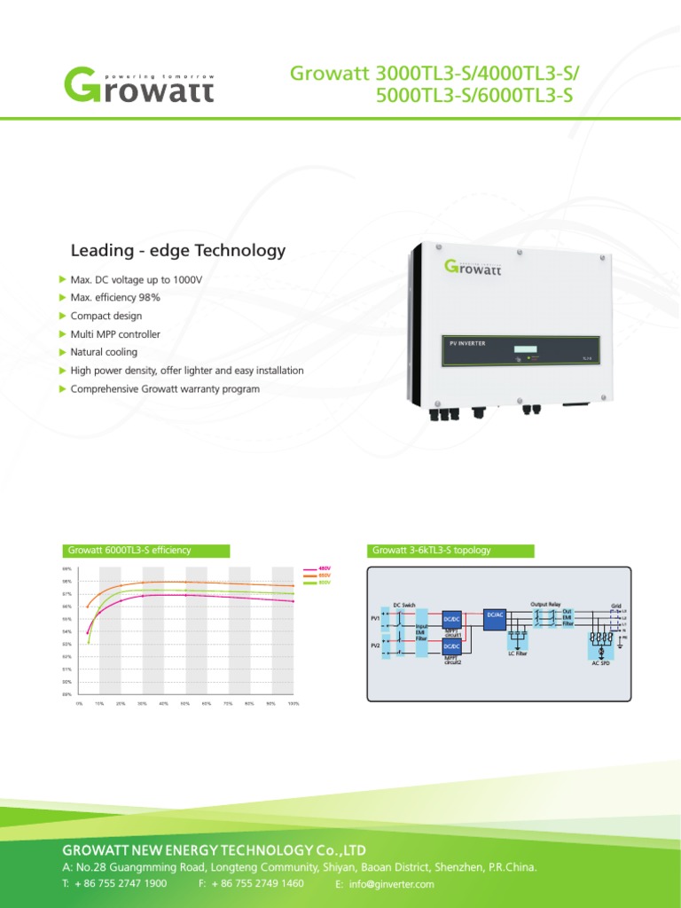 Growatt 3000 6000TL3 S - Datasheet - EN | PDF | Mains Electricity ...