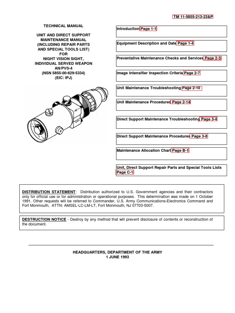 TM11-5855-213-23&P - AN-PVS4 - UNIT AND DIRECT SUPPORT MAINTENANCE ...