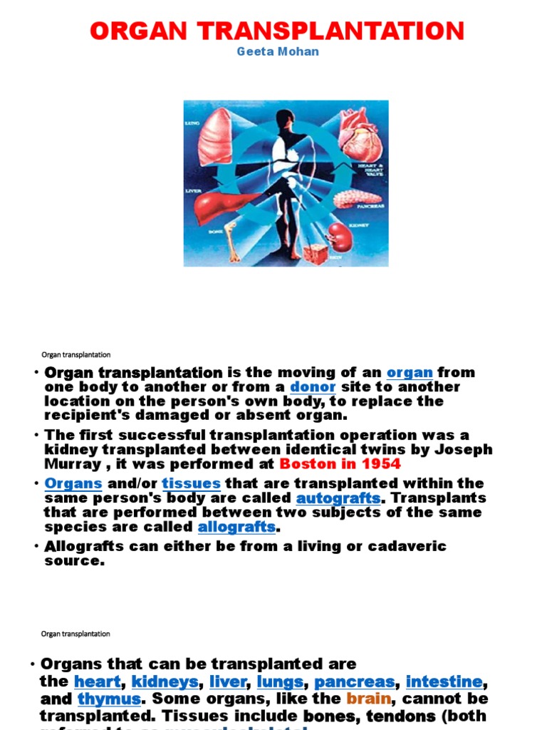 Organ Transplantation Ppt | Organ Transplantation | Human Leukocyte Antigen