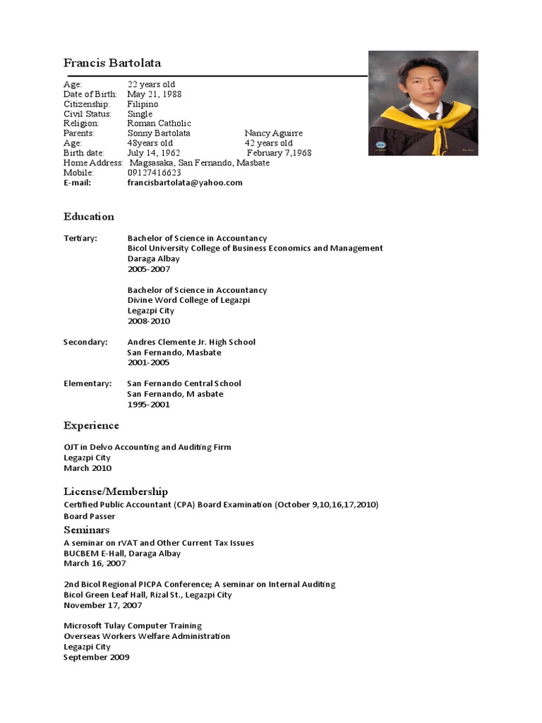 Francis Bartolata | PDF | Accountant | Accounting