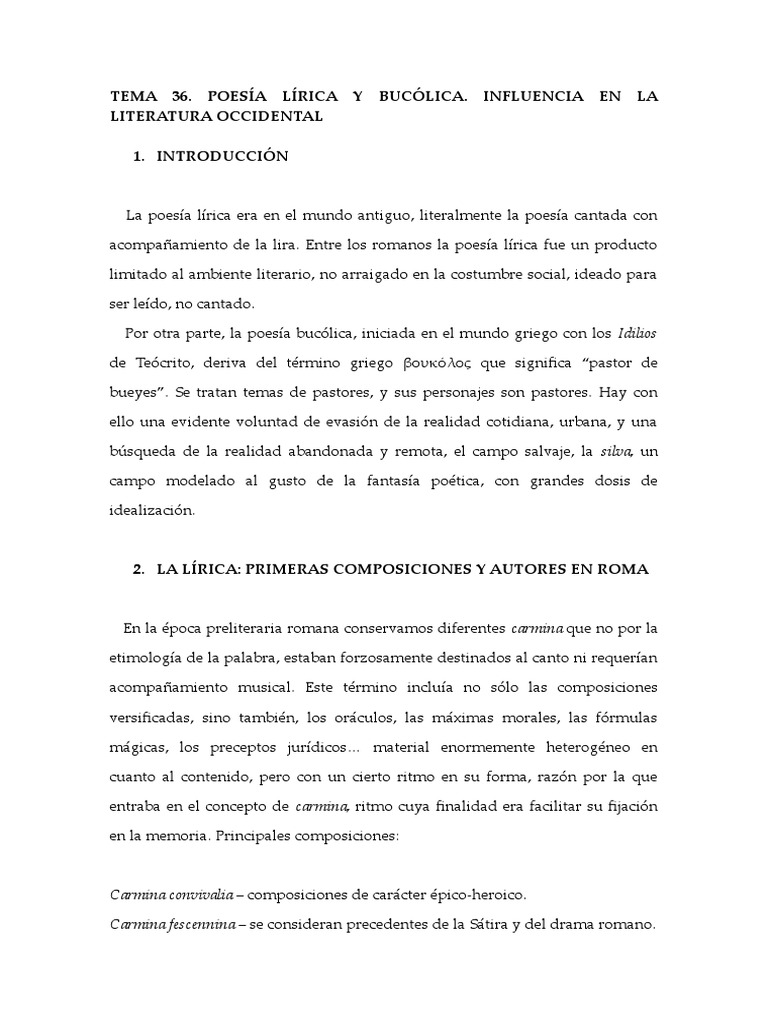 Poesía Bucólica y Lírica en Roma | PDF | Horacio | Poesía
