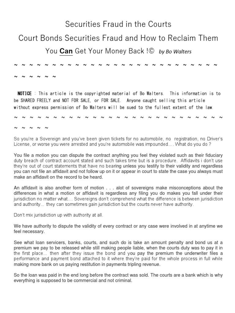 Securities Fraud in The Courts by Bo Walters | PDF | Securities ...