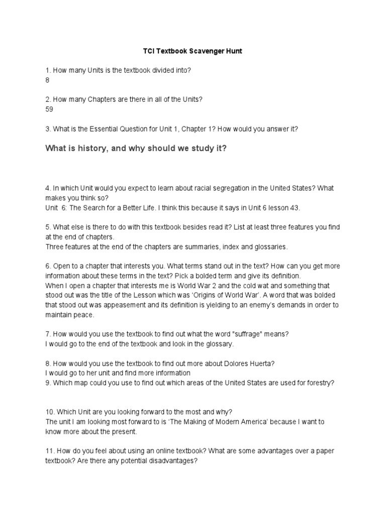 Diego Montoya-Cruz - Tci Textbook Scavenger Hunt | PDF