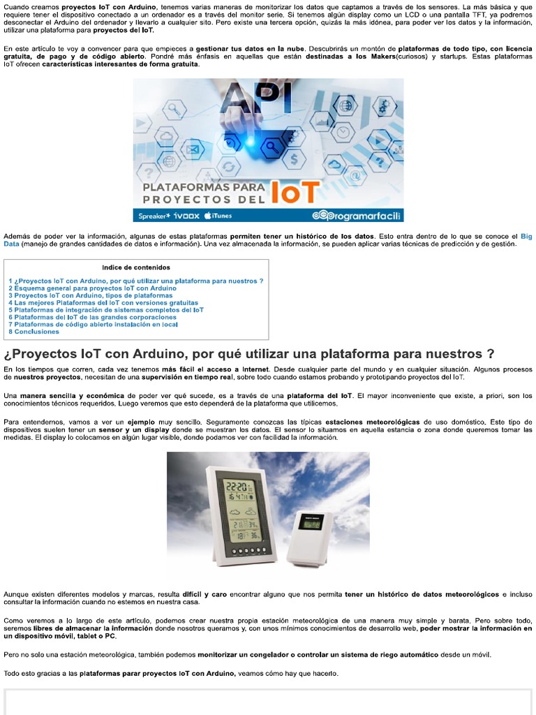 Proyectos IoT Con Arduino, Análisis de Las Plataformas Más Importantes ...