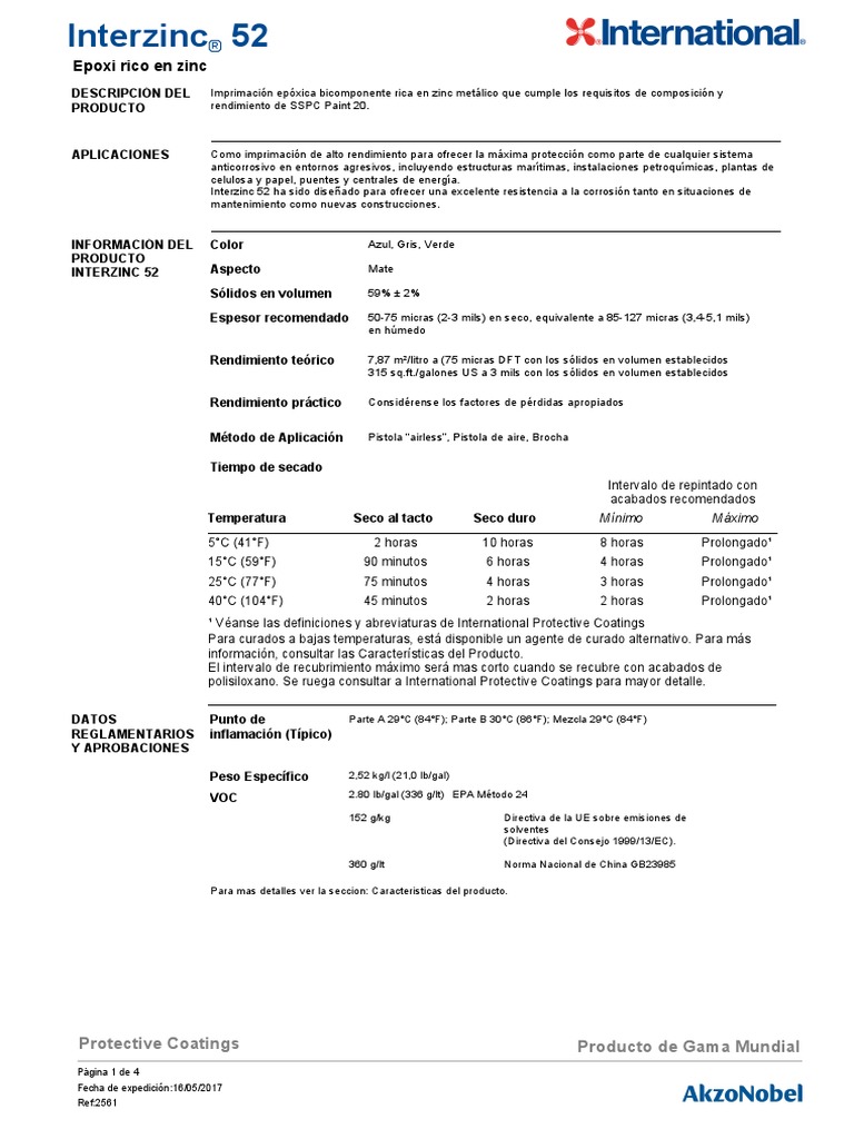 Interzinc 52 | PDF | Zinc | Acero
