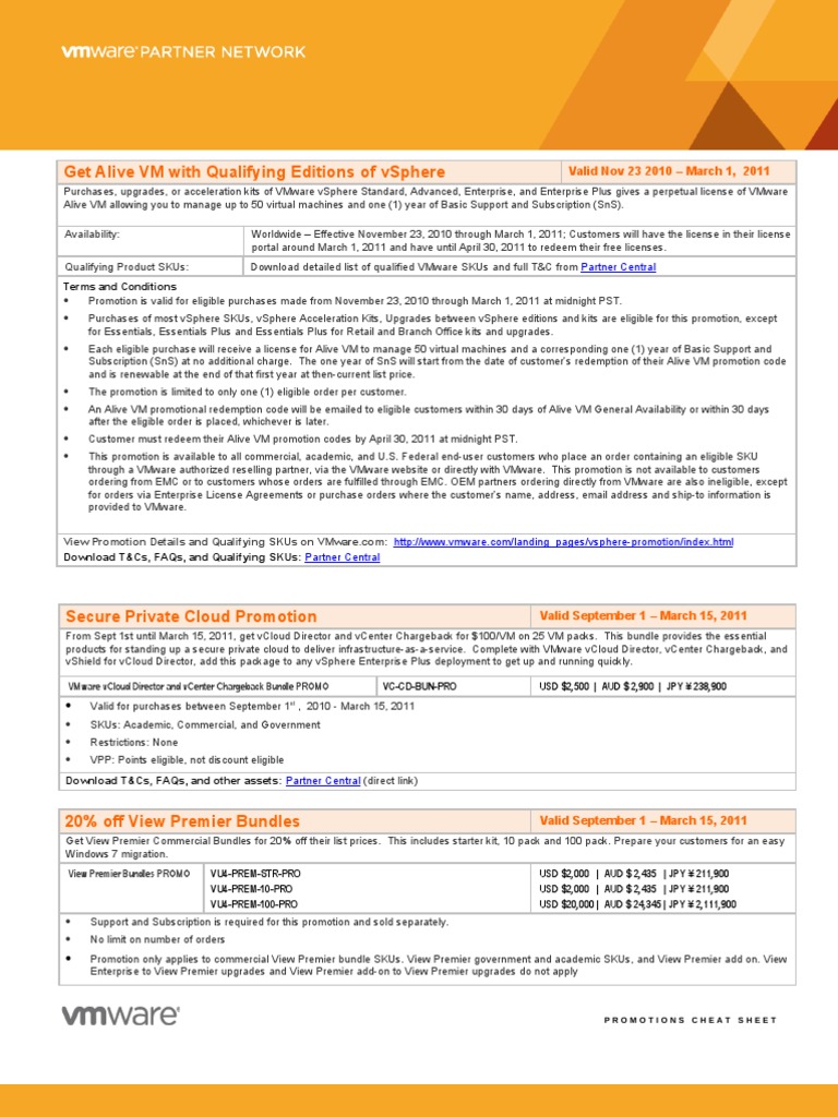 Cheat Sheet of All Current VMware Promotions | PDF | Citrix Systems ...