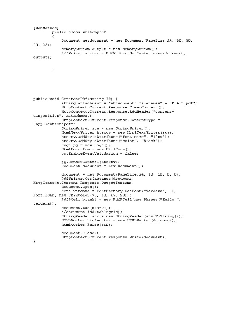 Creating Web Service Webmethods Using Itextsharp Pdf