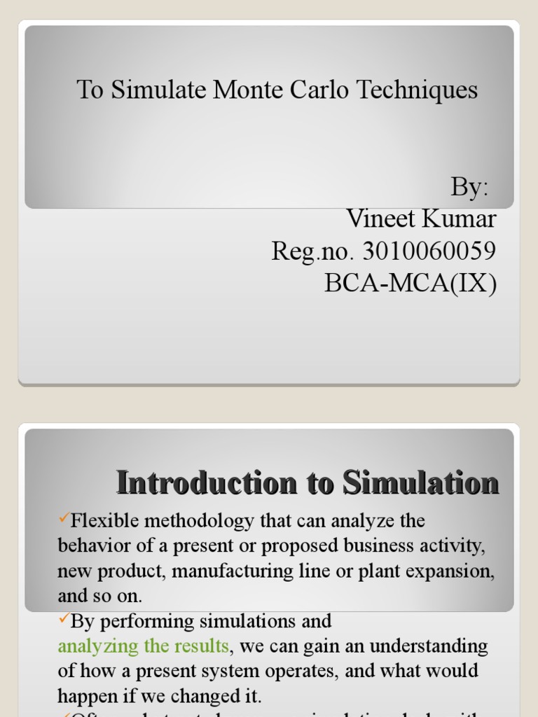 To Simulate Monte Carlo Techniques | Download Free PDF | Monte Carlo ...