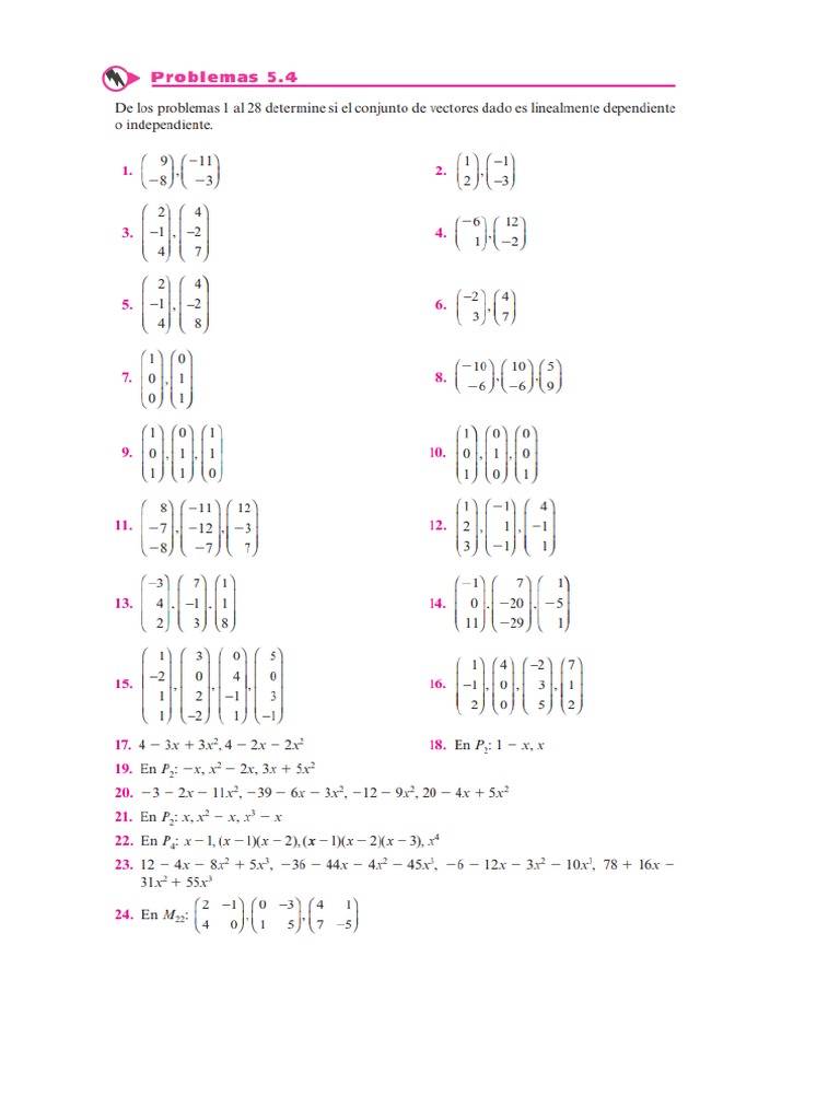 Ejercicios Algebra II | PDF