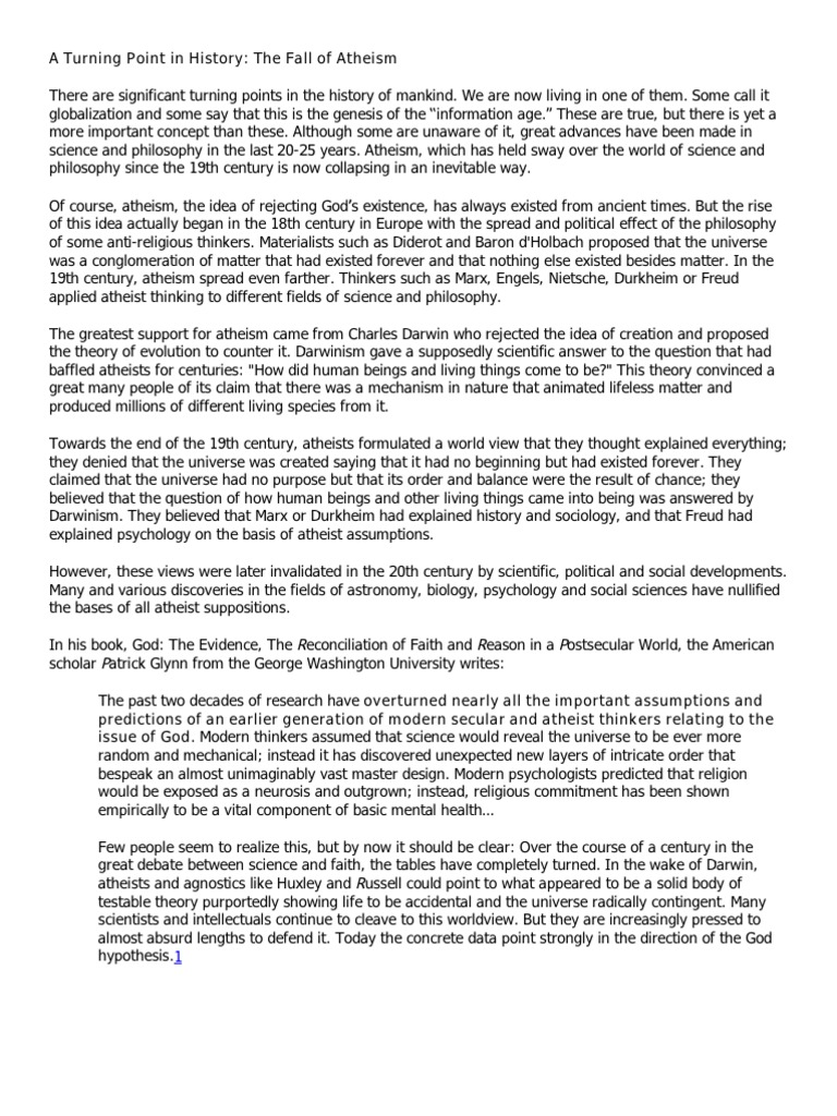 A Turning Point in History - The Fall of Atheism | PDF | Atheism | Universe