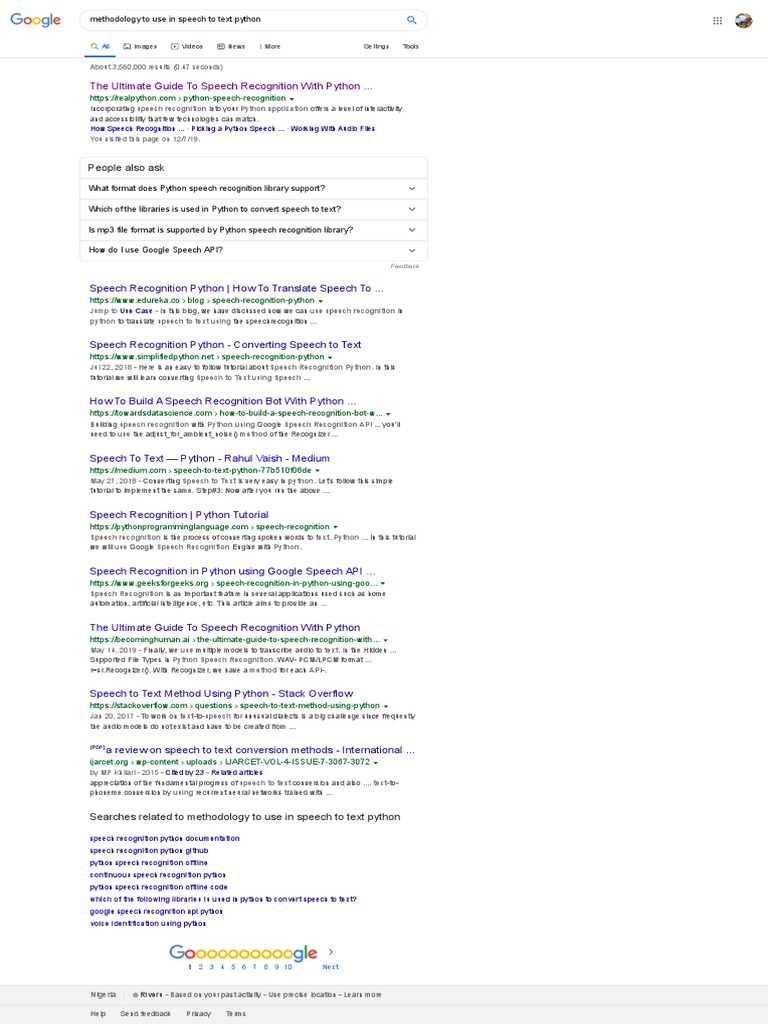 Methodology To Use in Speech To Text Python - Google Search | PDF ...