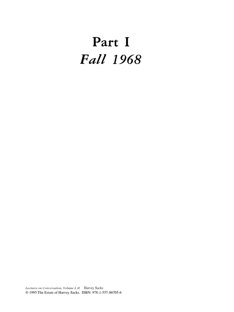 Harvey Sacks, Gail Jefferson (Editor), Emanuel A. Schegloff ...