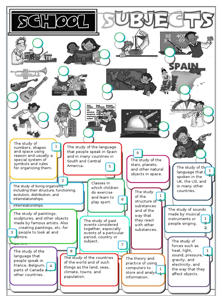 School Subjects Reading Comprehension Exercises - 12051 | PDF ...