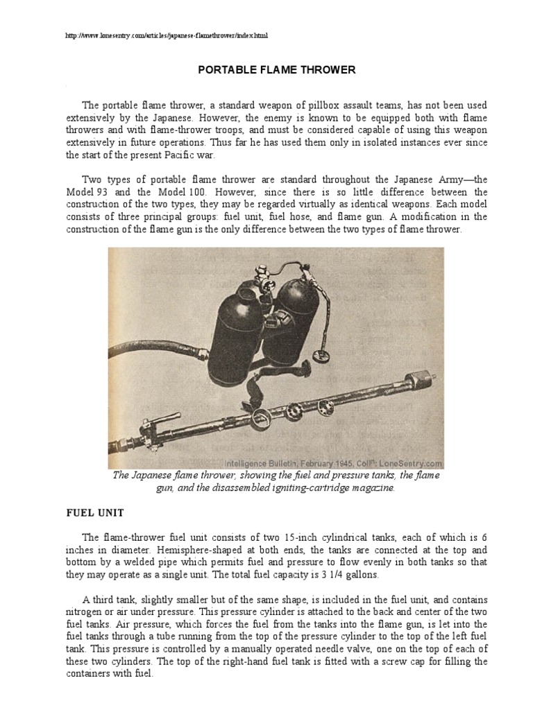 Portable Flame Thrower | PDF | Cartridge (Firearms) | Magazine (Firearms)