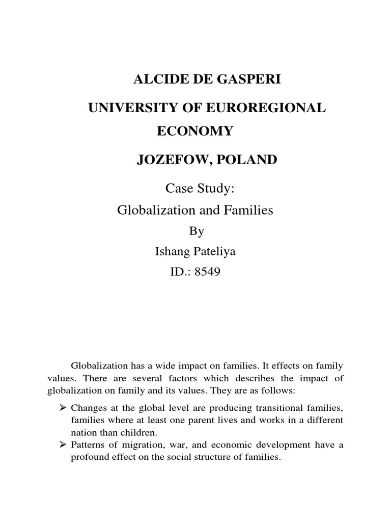 Case Study Globalization | PDF | Economic Development | Family