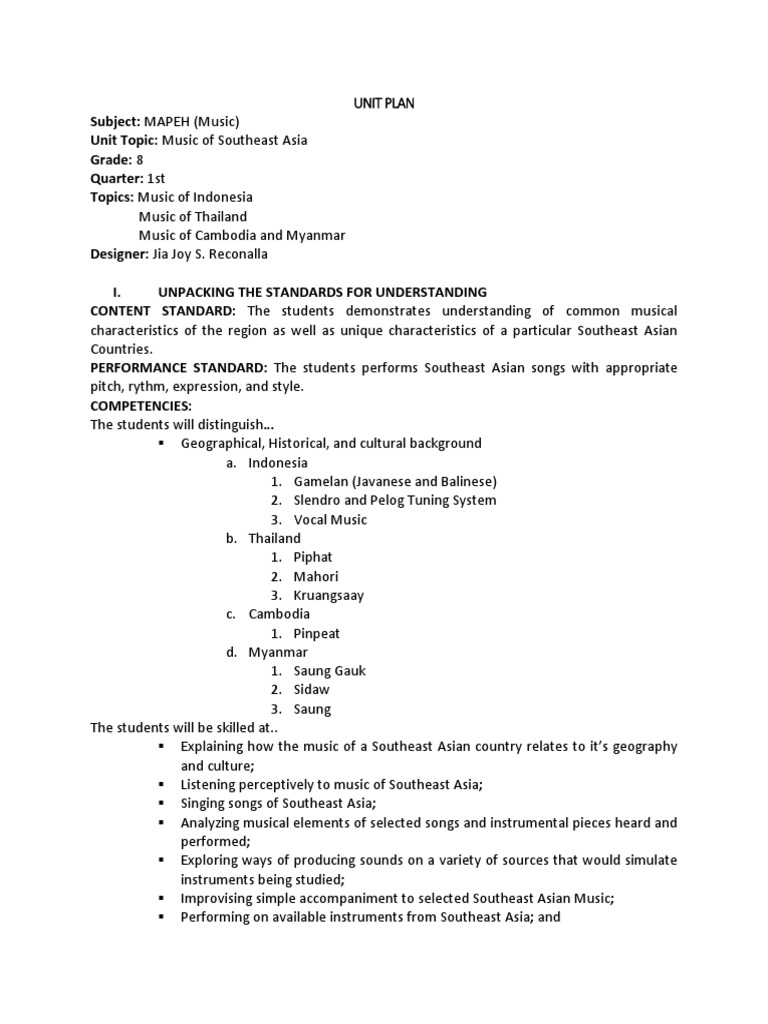 LEARNING PLAN - MAPEH 8 (1st Quarter) | PDF | Physical Fitness ...