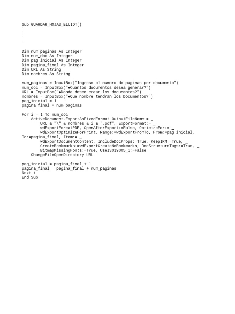 Macro Word Pdf