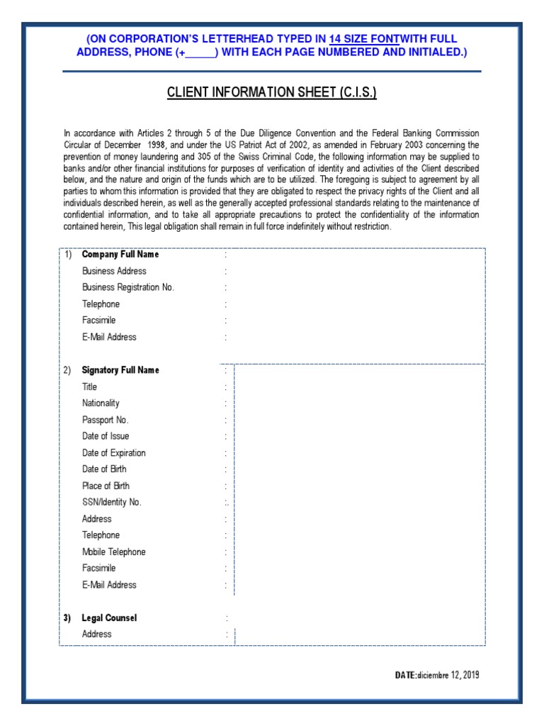 Cis Template Fine | PDF | Patriot Act | Money Laundering