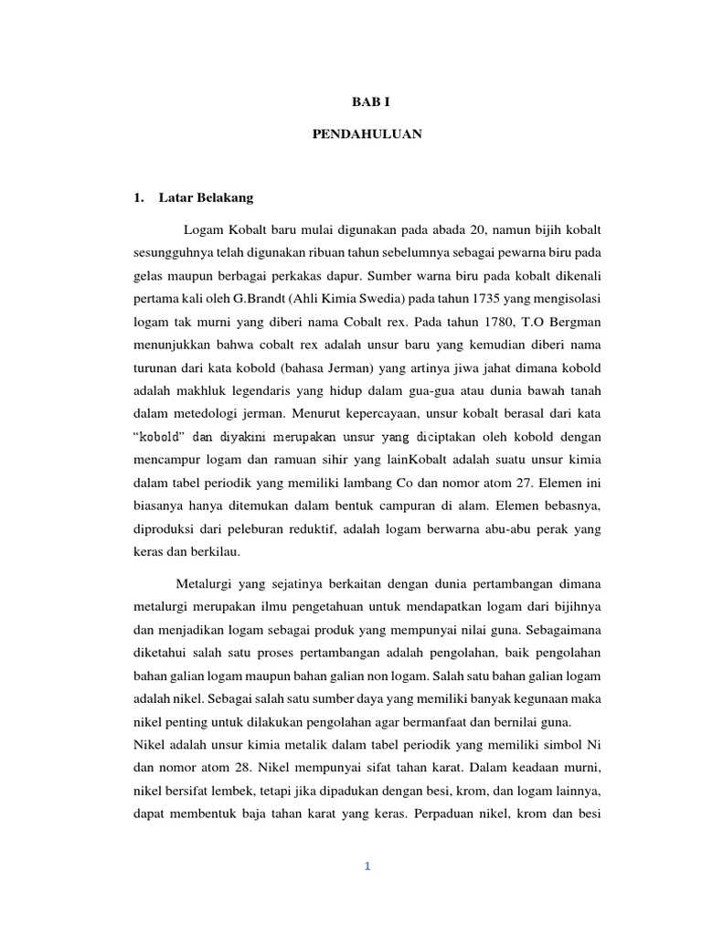 Sifat dan Ekstraksi Logam Kobalt | PDF