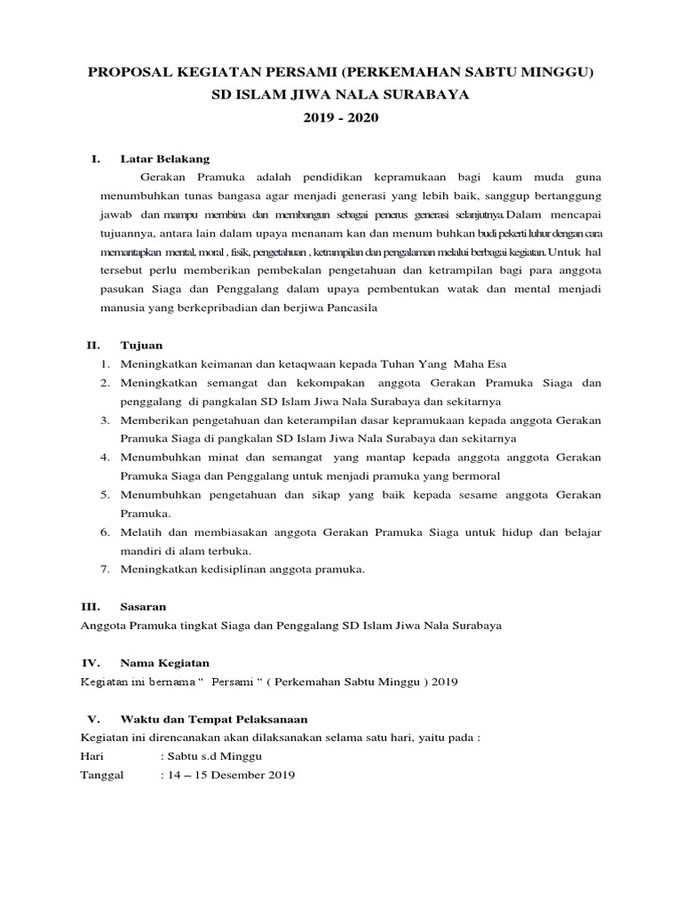 Proposal Kegiatan Persami SD Islam | PDF | Kesehatan Holistik
