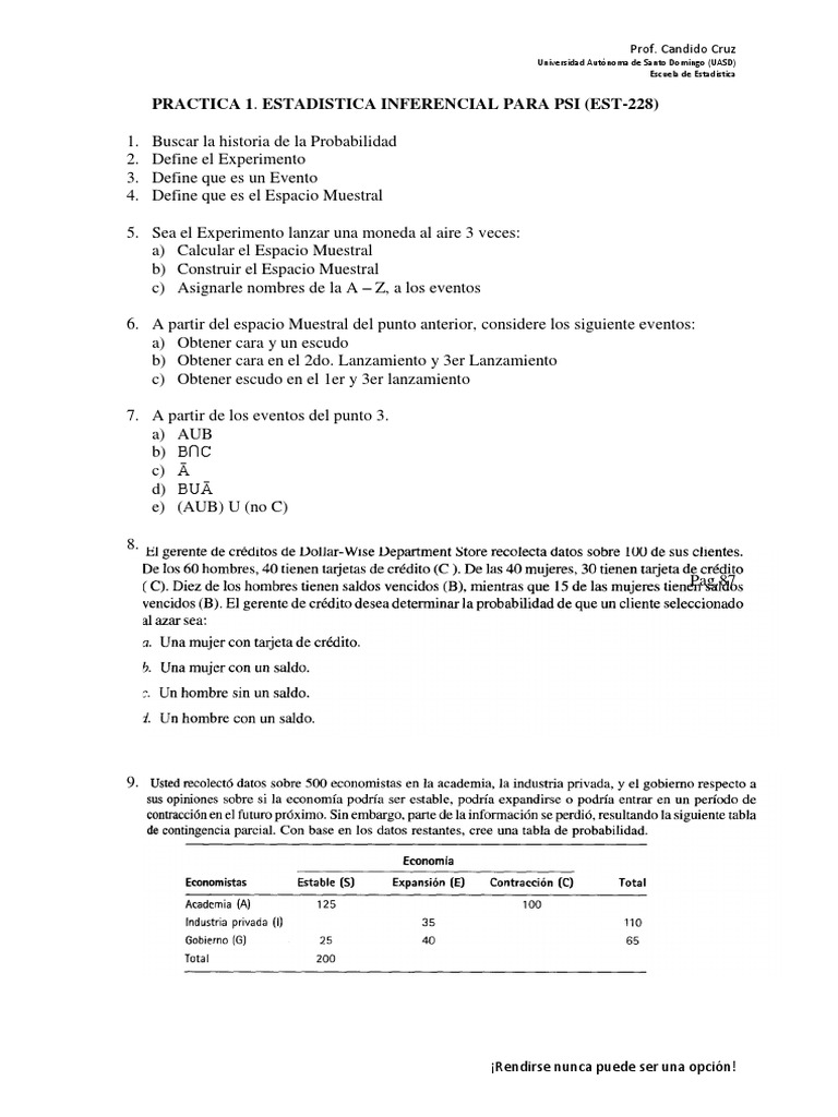 Practica 1 | PDF | Probabilidad | Desviación Estándar