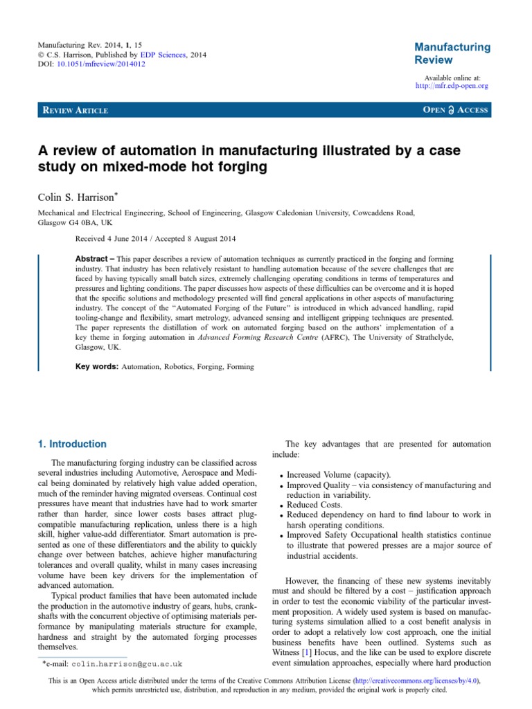 Case Study-Automation in Manufacturing | PDF | Automation | Robot