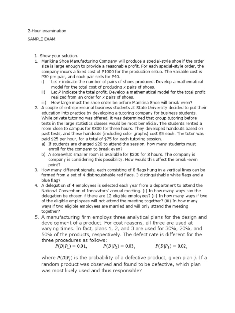 Sample Exam | PDF | Utility | Employment