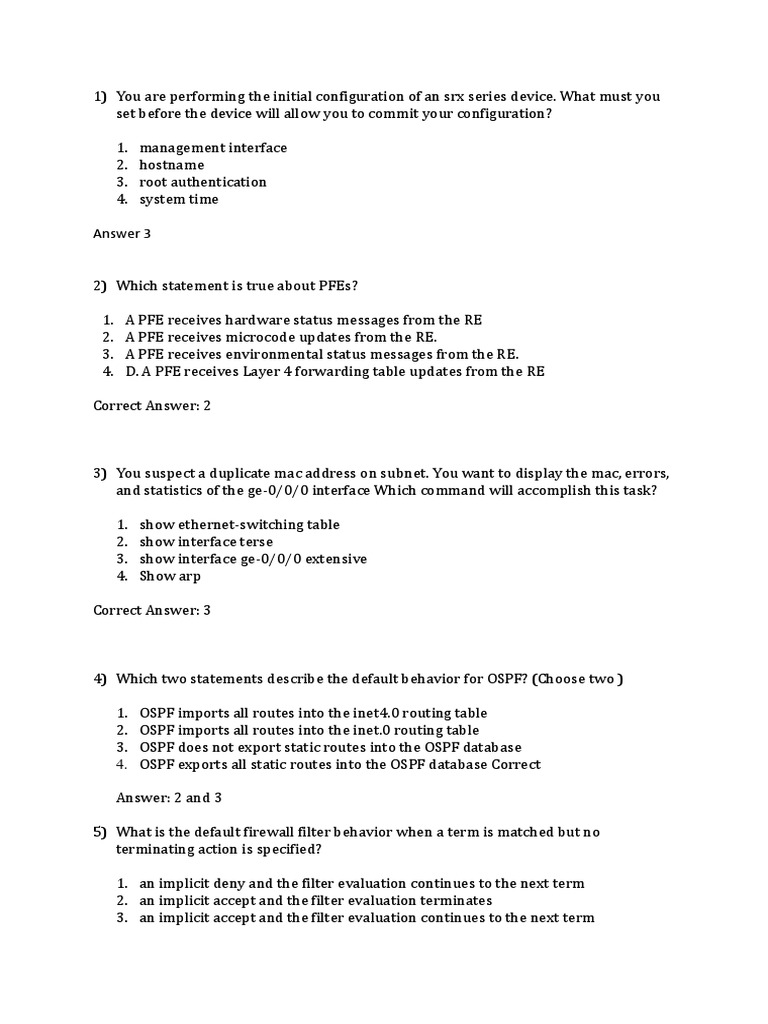 Juniper Questions | PDF | Router (Computing) | Ip Address