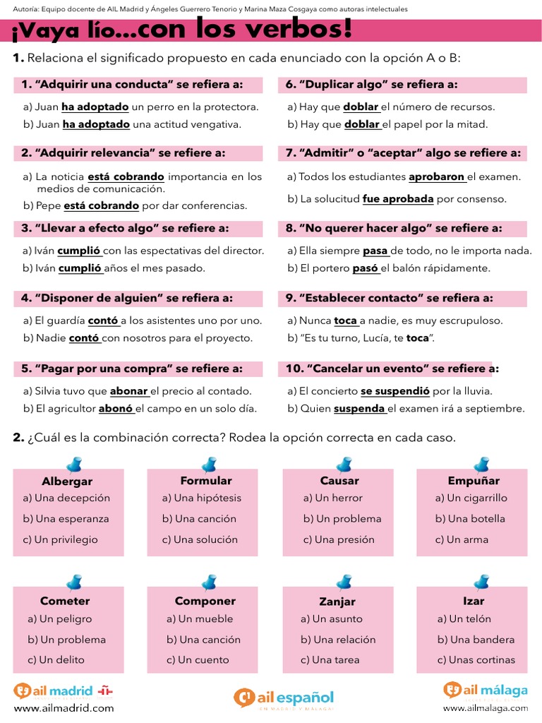 Significados de verbos en español | PDF | Deportes | Ocio