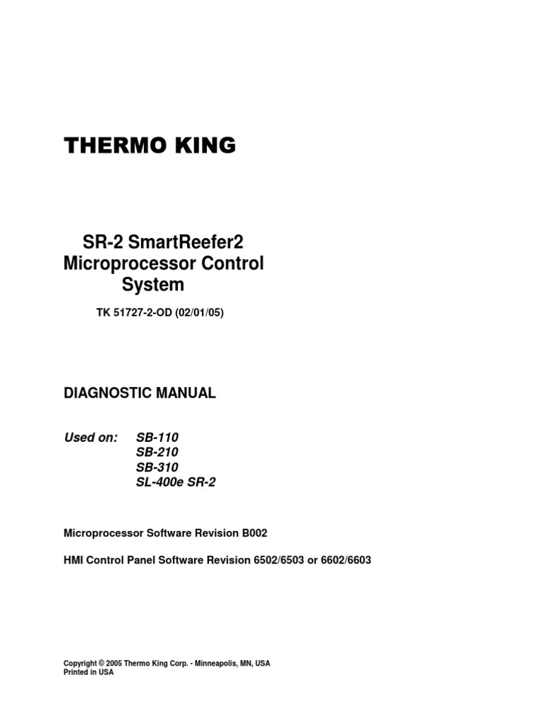 SR-2 SmartReefer2 Microprocessor Control System (TK 51727-2-OD, 02-01 ...