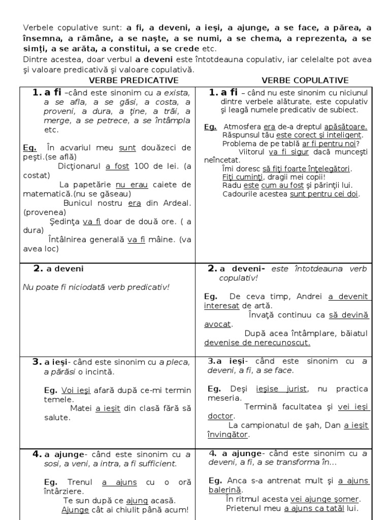 Verbele Copulative Sunt | PDF