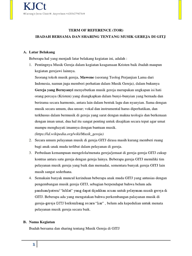 TOR Ibadah Bersama Dan Sharing Musik Gereja | PDF