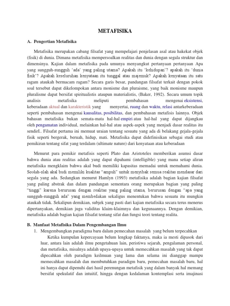 METAFISIKA | PDF | Ilmu Sosial