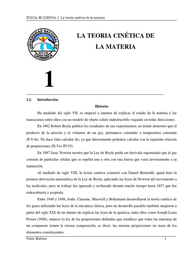 1 - La Teoria Cinetica de La Materia | PDF | Gases | Mole (Unidad)