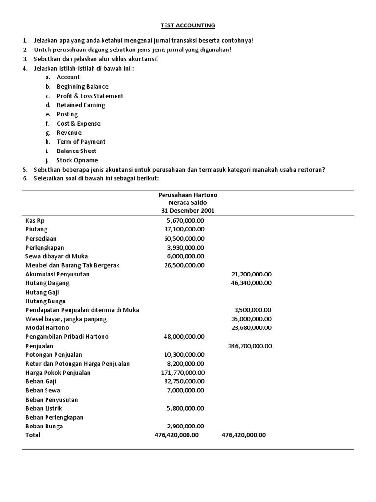 Test Accounting Retail | PDF