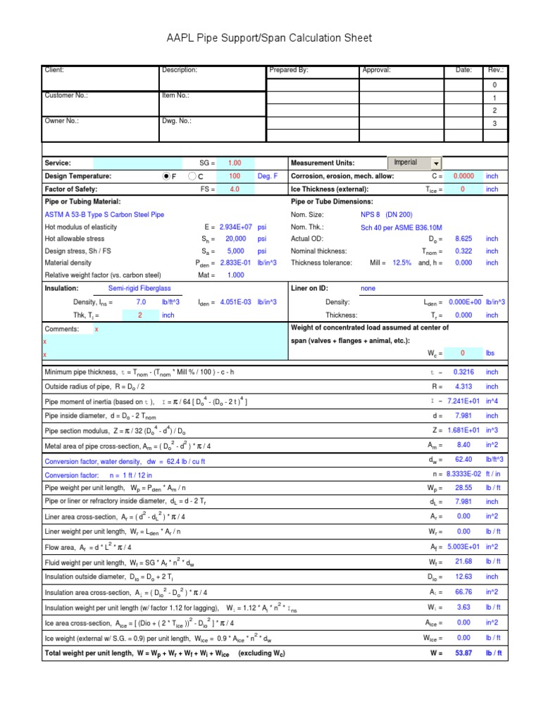 Pipe Support Calculation | PDF | Pipe (Fluid Conveyance) | Applied And ...