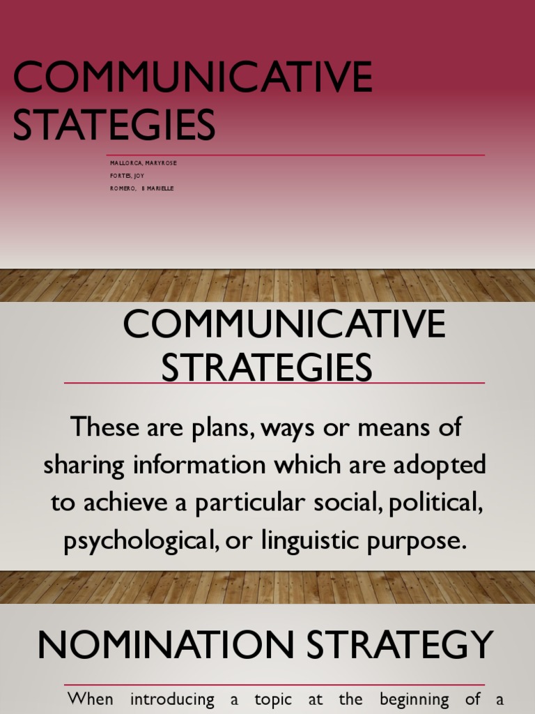 Communicative Strategies | PDF | Communication | Human Communication