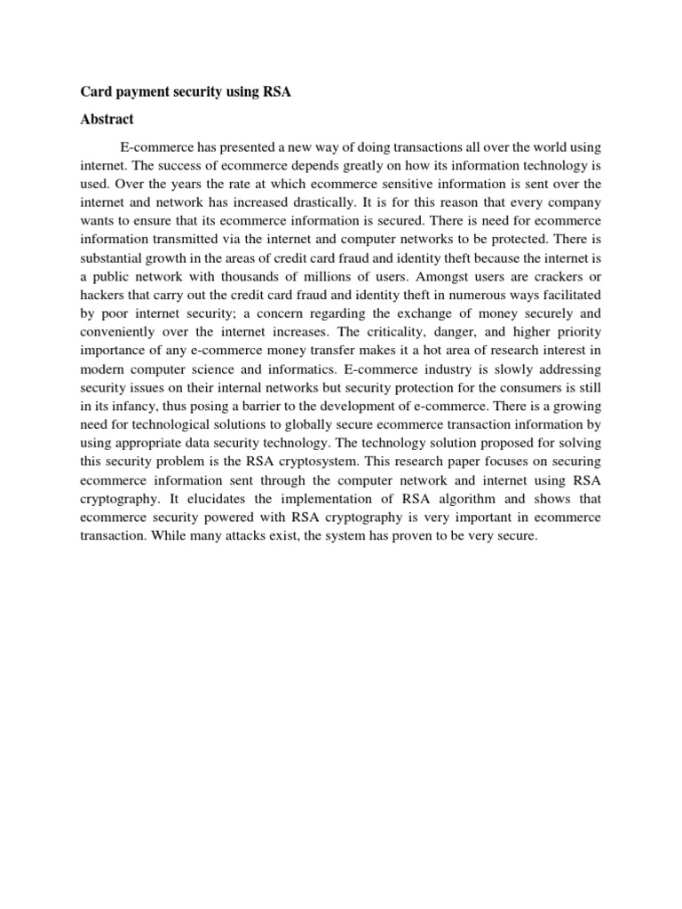 Card Payment Security Using RSA | Download Free PDF | Public Key ...