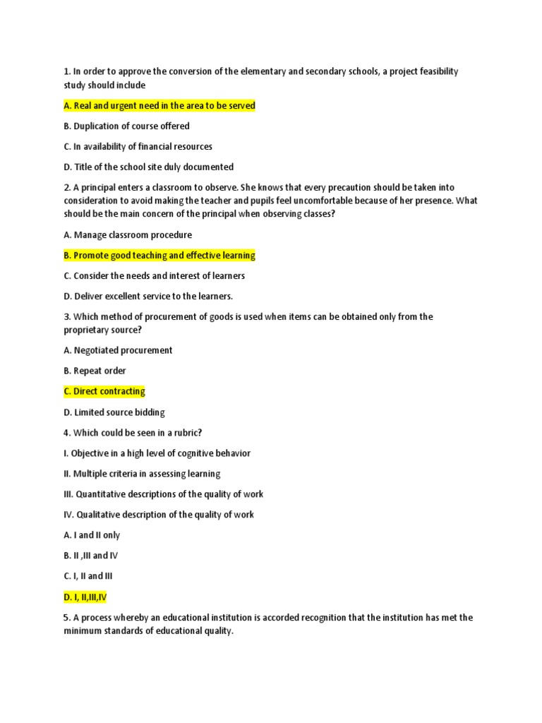 Compilation of Questions From Nqesh Review With Answers | PDF ...