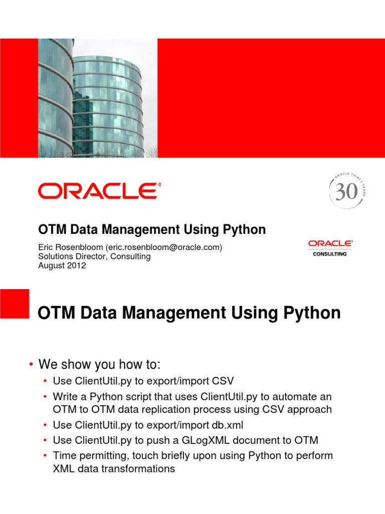 C12U 22C Rosenbloom Eric Automating OTM Data Management Processes | PDF | Comma Separated Values ...