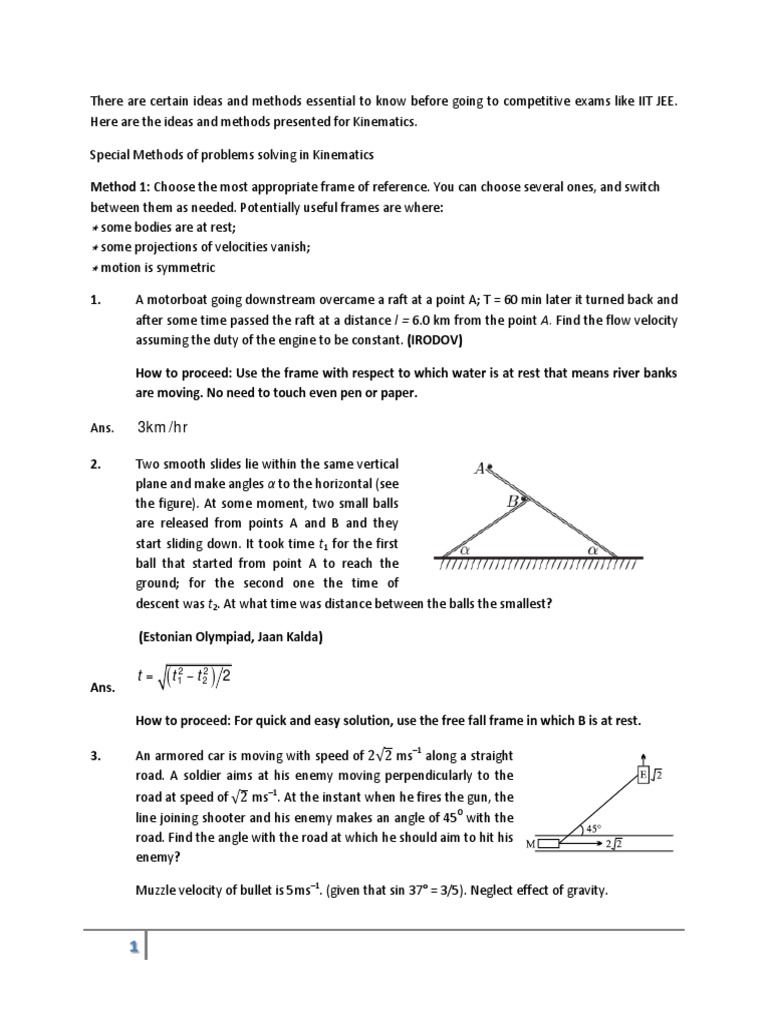Methods of Problem Solving in Kinematics | PDF | Equations | Velocity