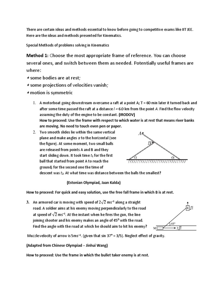 Methods of Problem Solving in Kinematics | PDF | Coordinate System | Speed