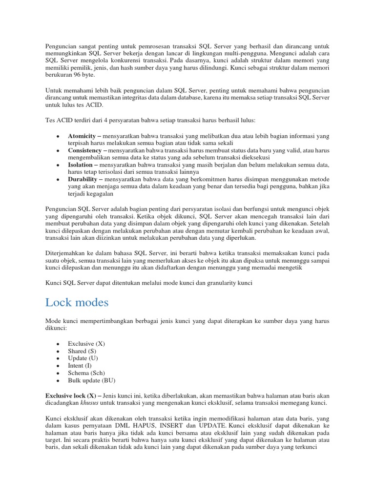 Locking Dan Recovery Pada SQL Server | PDF