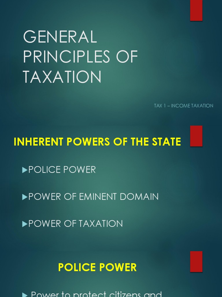 Tax1 General Principles of Taxation | PDF | Taxation In The United ...