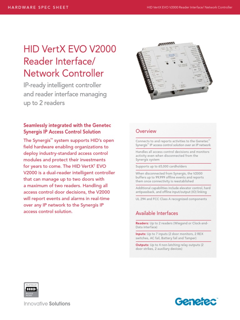EN Genetec HID Global VertX EVO V2000 Specifications Sheet | PDF ...